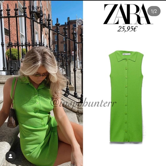 Zara | Dresses | Zara Green Colored Dress | Poshmark